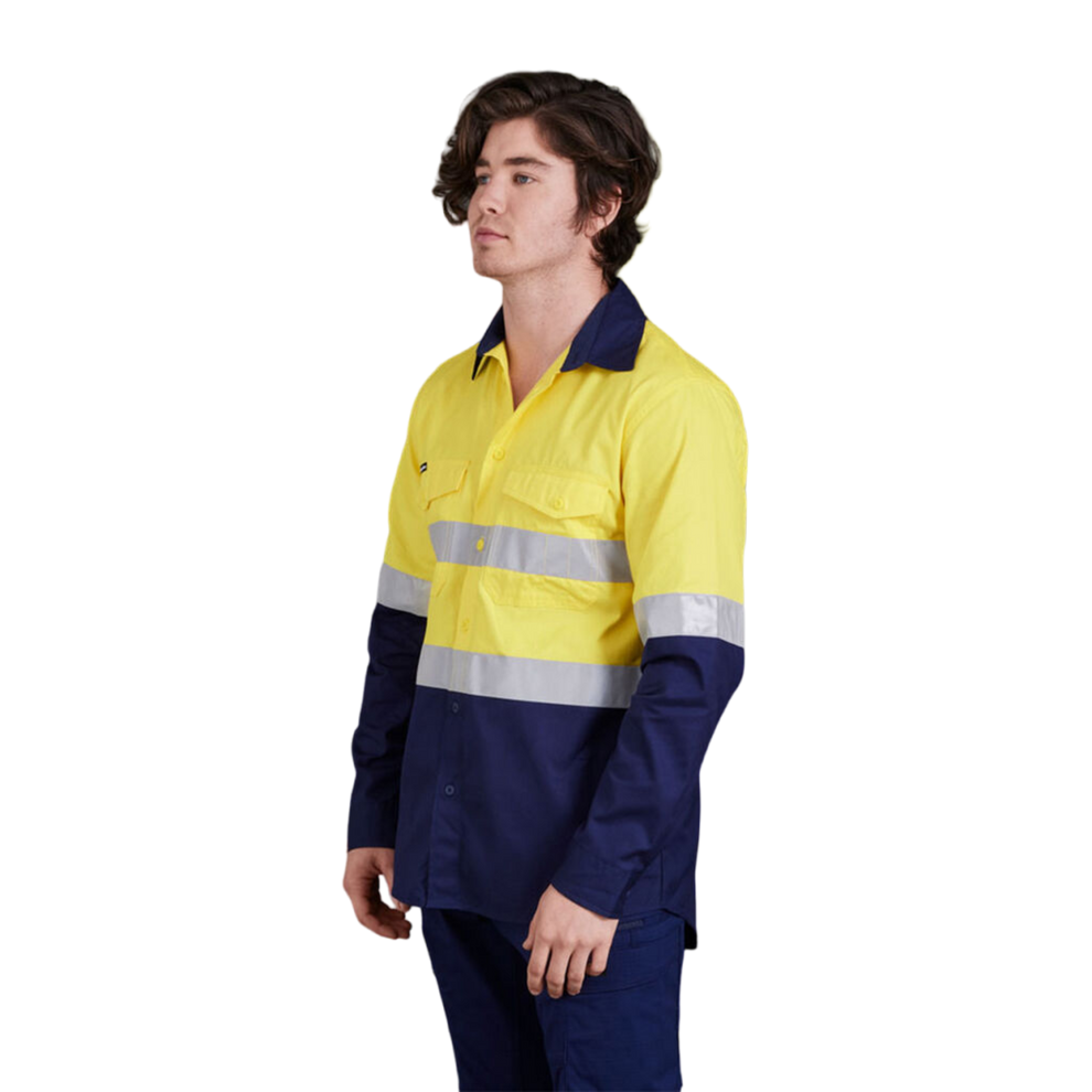 KingGee Men's Workcool 2 Hi-Vis Reflective Two Tone Long Sleeve Work S ...