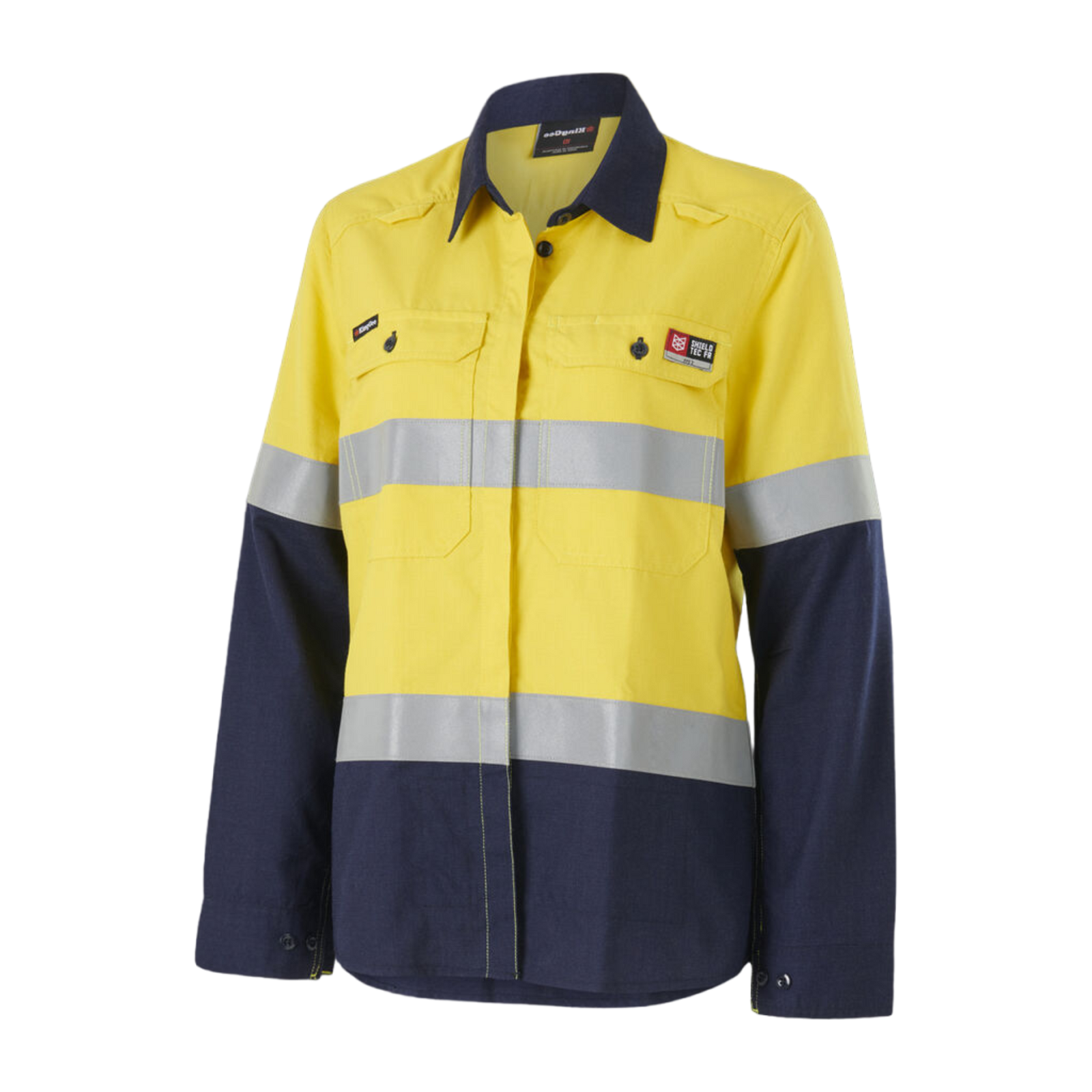 KingGee Women's Shieldtec Lenzing Fr Hi-Vis Spliced Open Front Taped S