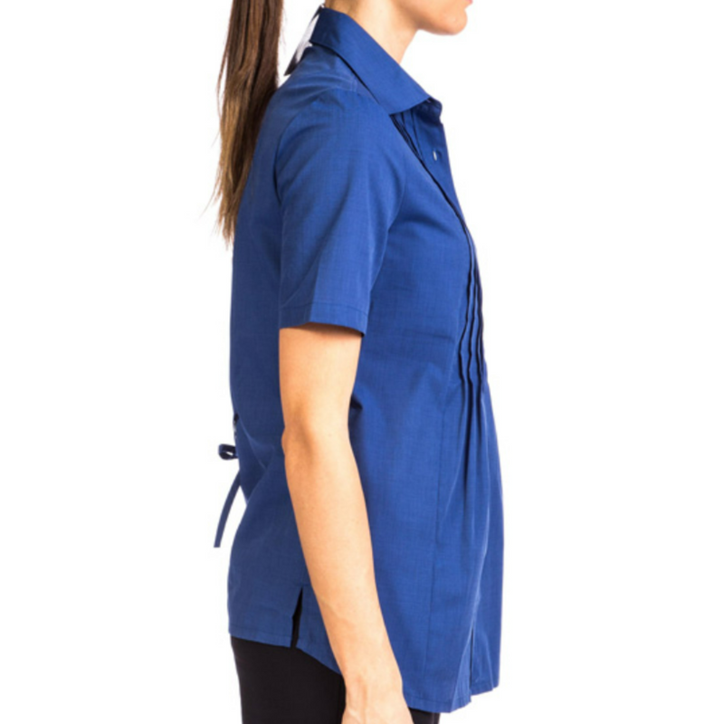 StyleCorp Short Sleeve Pleat Front Women's Shirt - Mid Blue
